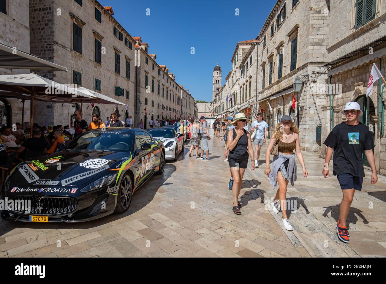 Luxury cars on the Stradun are waiting for the start of OneLife Rally ...