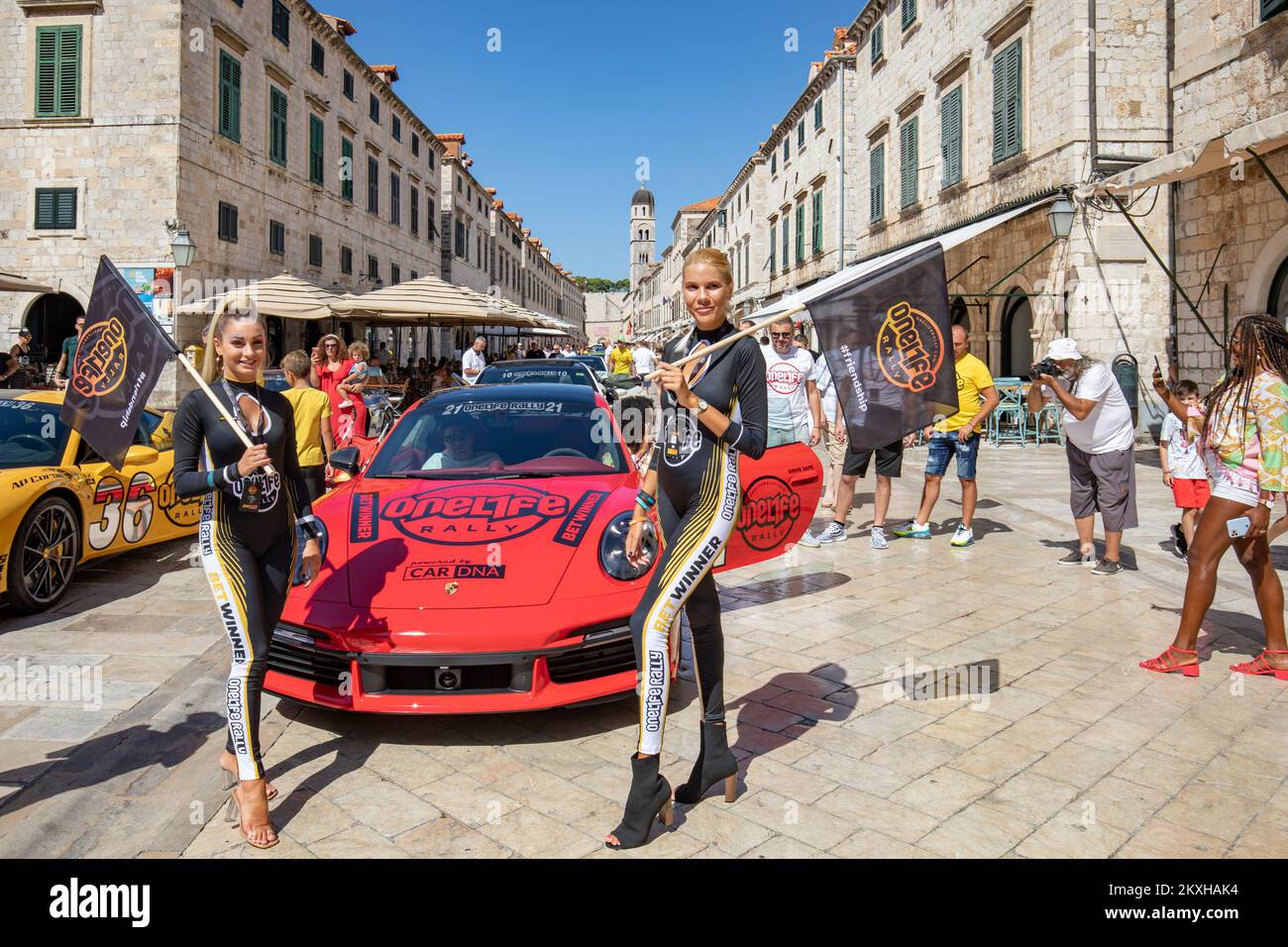 Luxury cars on the Stradun are waiting for the start of OneLife Rally ...