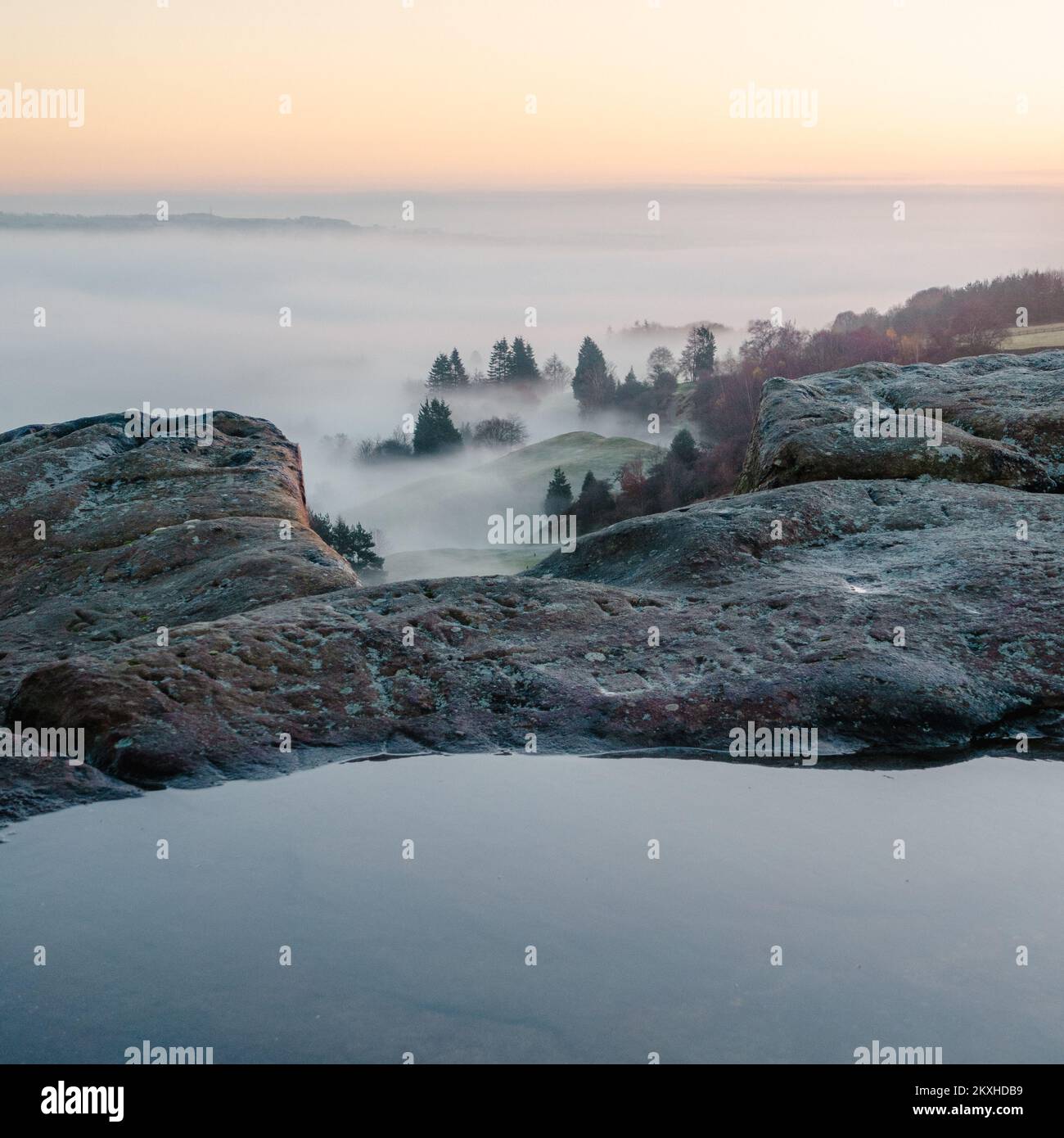 Unusual view from the top of The Cow and Calf Rocks in Ilkley during a ...