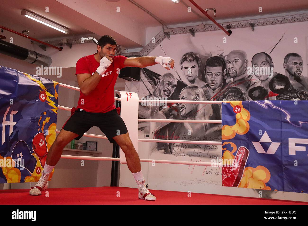 Croatian professional boxer Filip Hrgovic held a demonstration training ...
