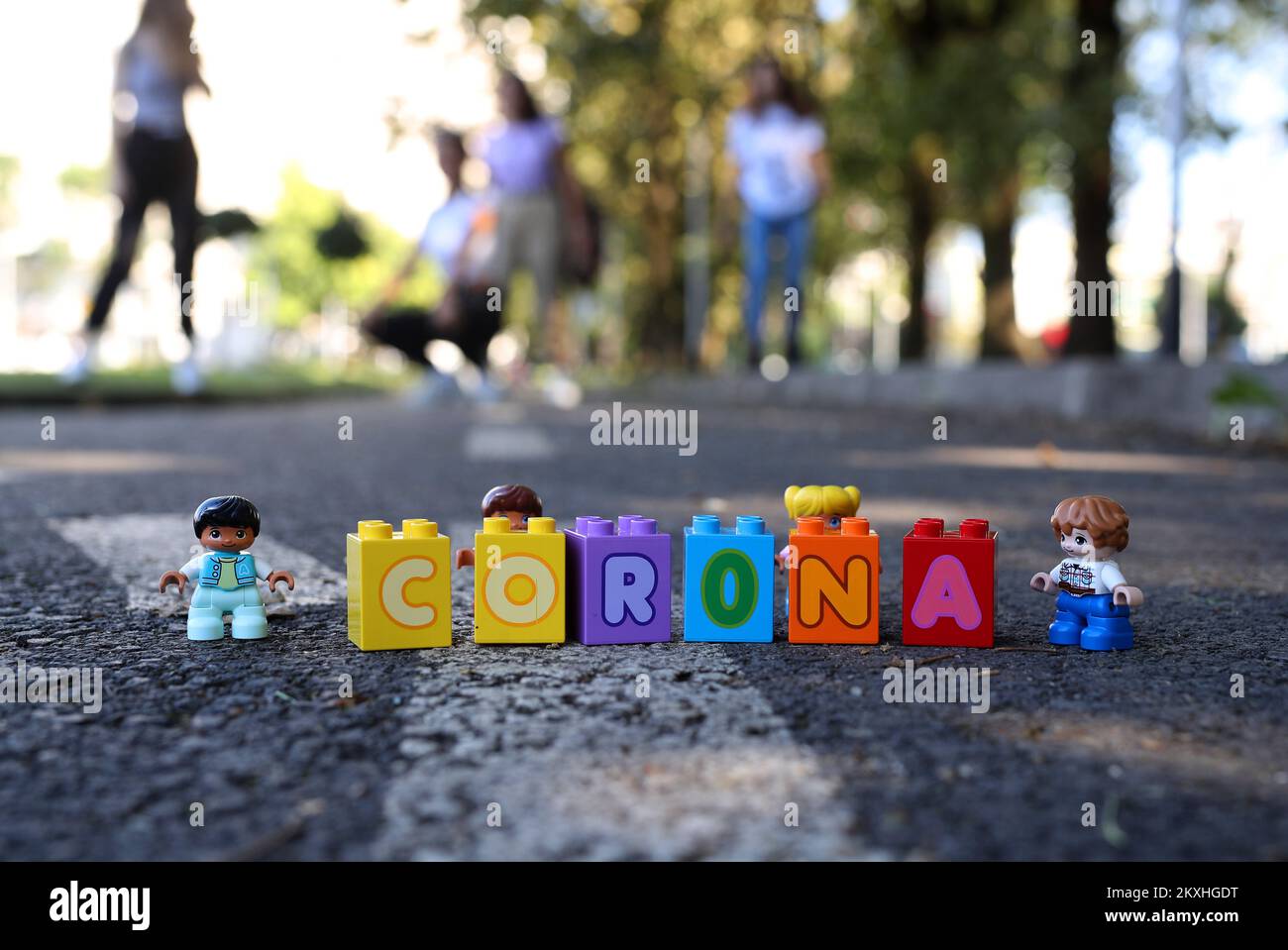 Illustration for start of new school year during COVID-19 pandemic with ...