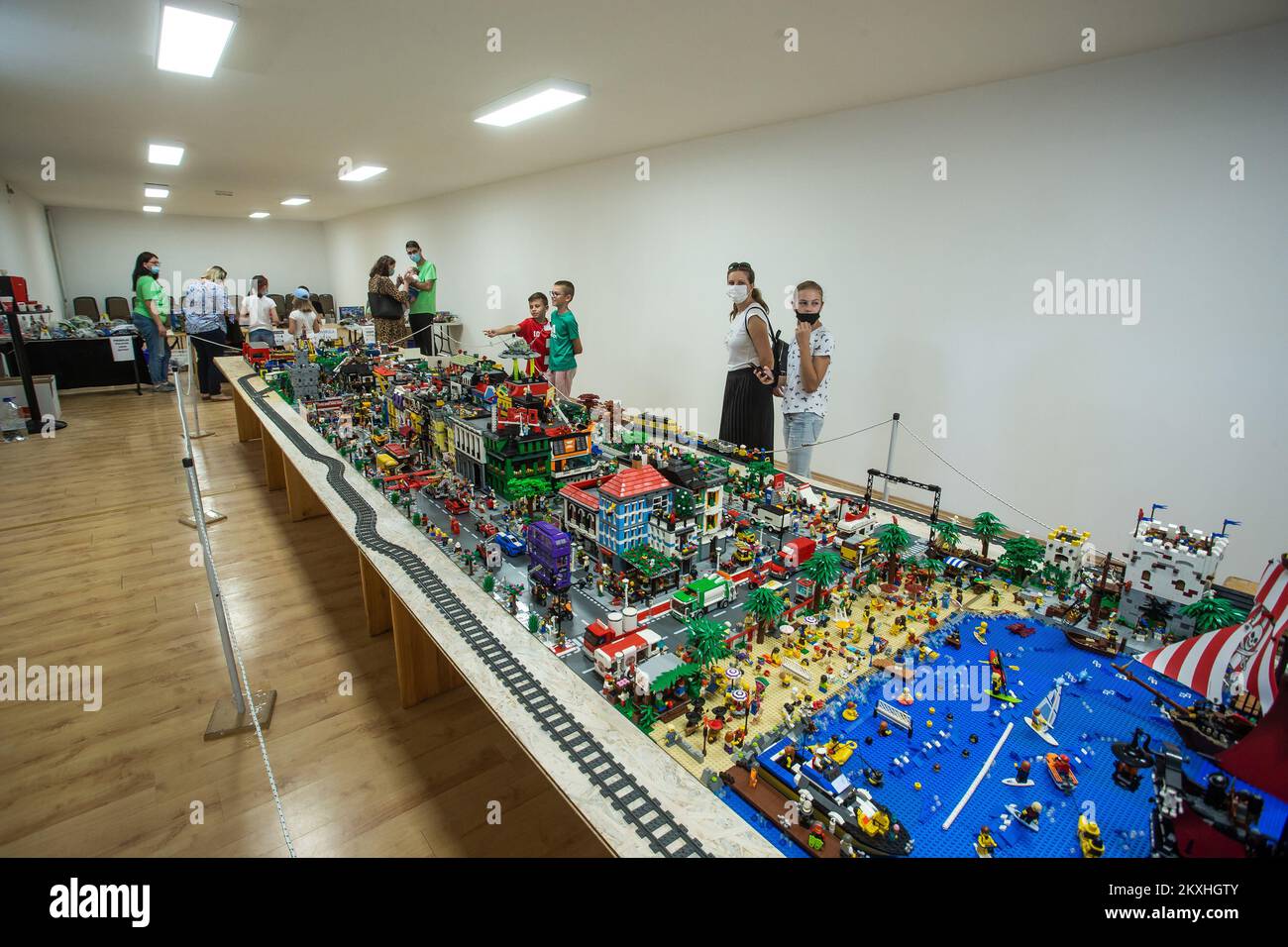 People watch the exhibits during a LEGO exhibition in Djakovo, Croatia ...