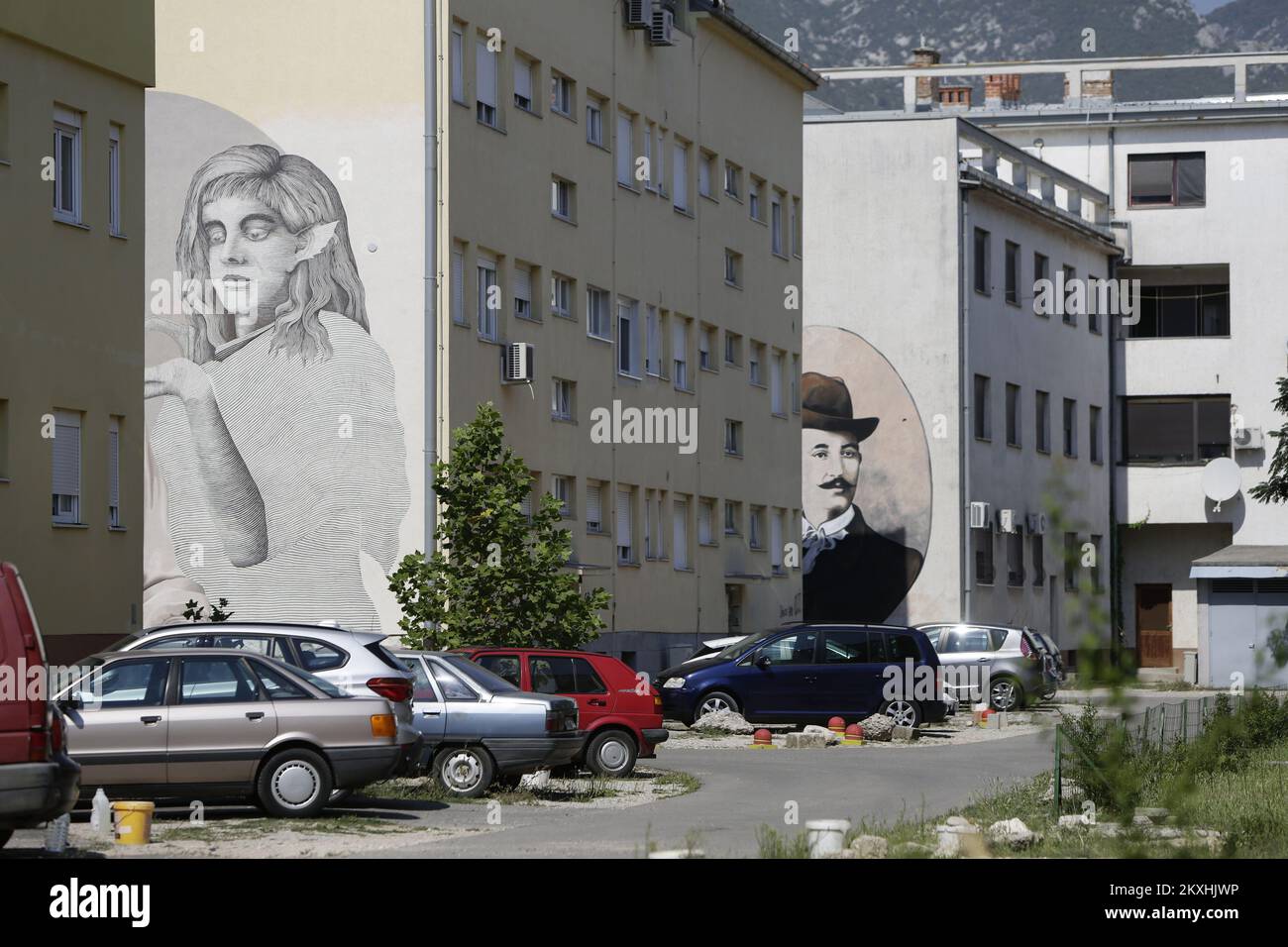 Photo taken on September 11, 2020. shows murals in Mostar, Bosnia and ...