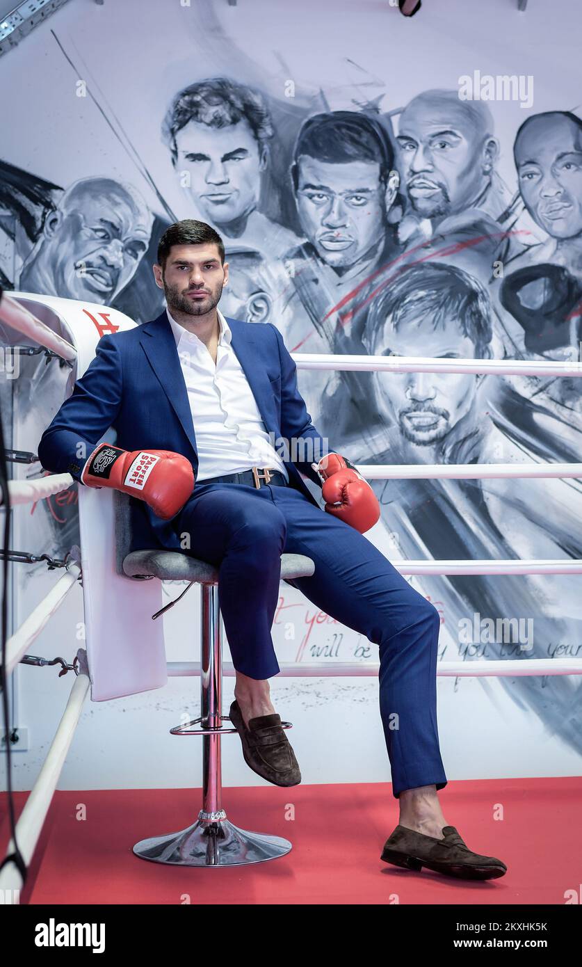 Croatian heavyheight boxer Filip Hrgovic poses to photographer in his ...