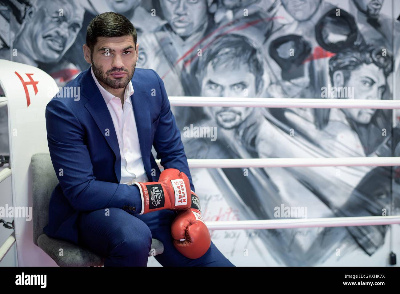 Croatian heavyheight boxer Filip Hrgovic poses to photographer in his ...