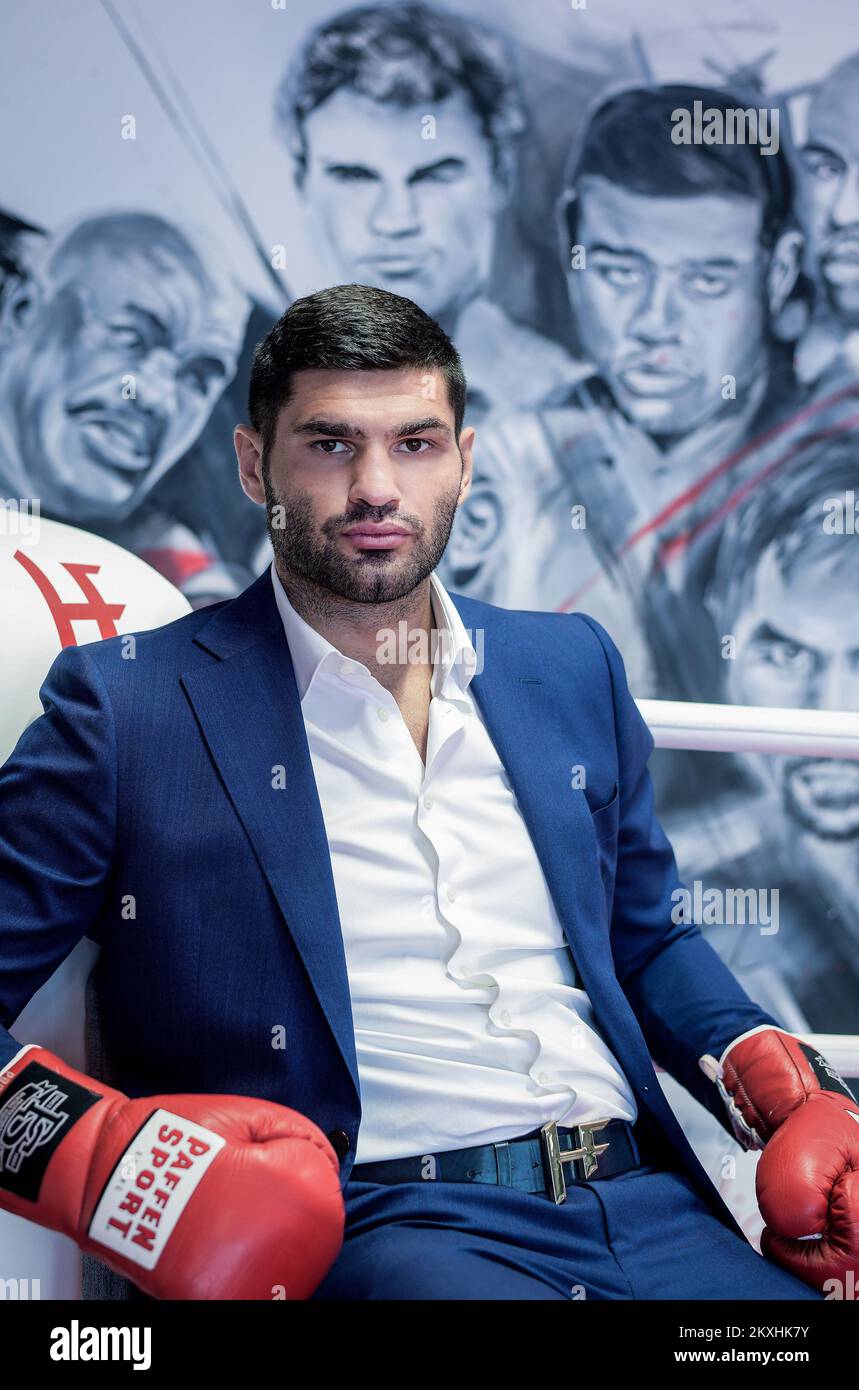 Croatian heavyheight boxer Filip Hrgovic poses to photographer in his ...