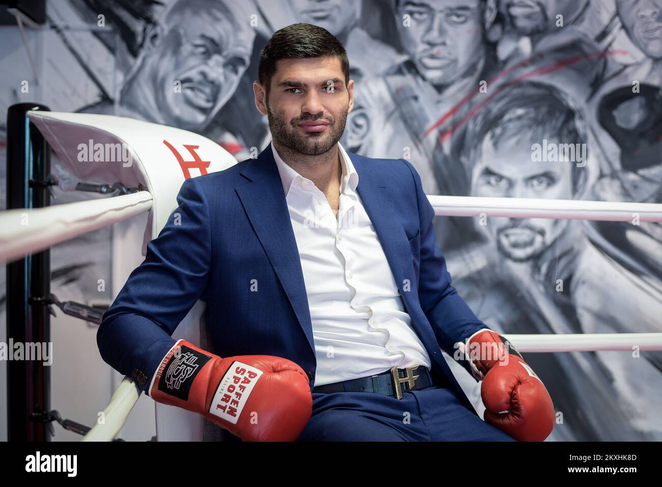 Croatian heavyheight boxer Filip Hrgovic poses to photographer in his ...