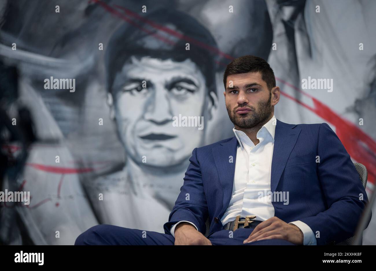 Croatian heavyheight boxer Filip Hrgovic poses to photographer in his ...
