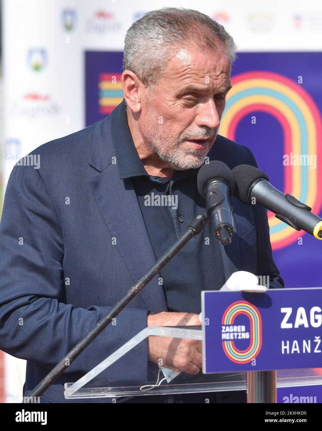 Mayor of Zagreb Milan Bandic speaks at press conference before IAAF ...