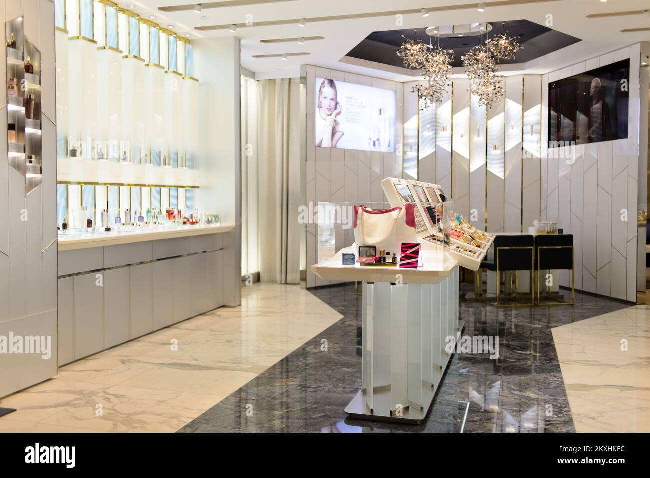 HONG KONG - MAY 05, 2015: cosmetics boutique interior. Hong Kong’s ...