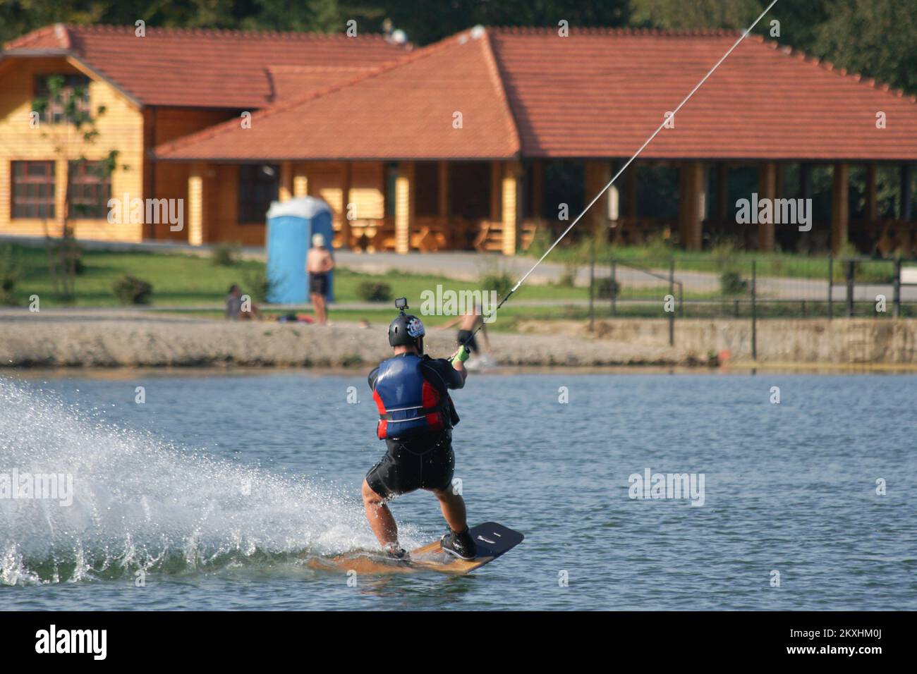 A man seen skiing on water at the Manjaca Tourist and Recreation Center ...