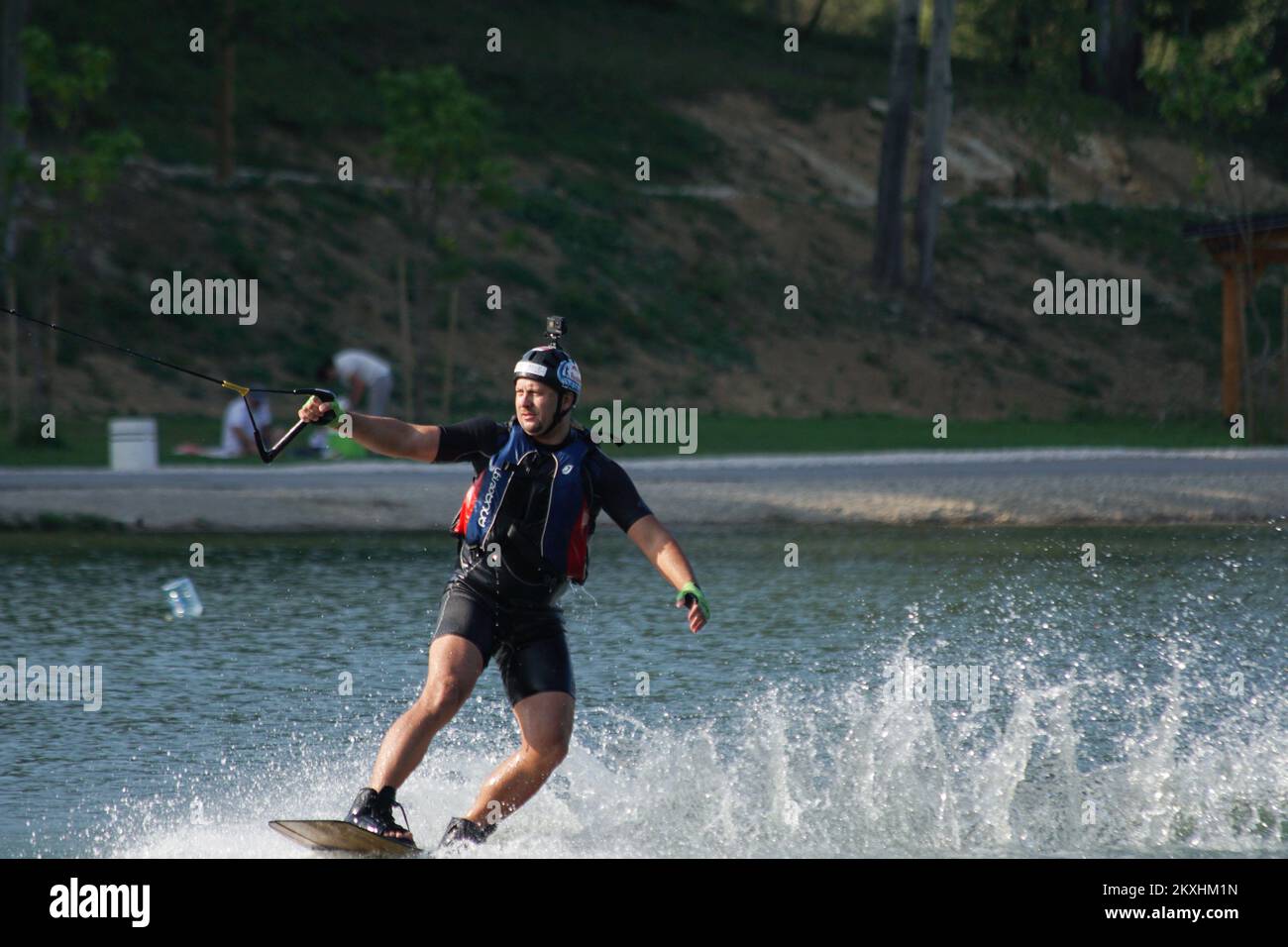 A man seen skiing on water at the Manjaca Tourist and Recreation Center ...