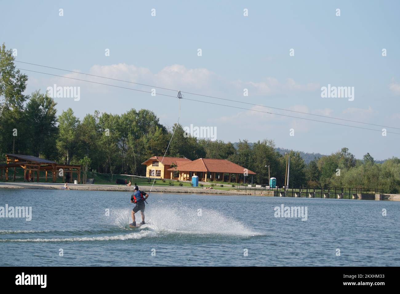A man seen skiing on water at the Manjaca Tourist and Recreation Center ...