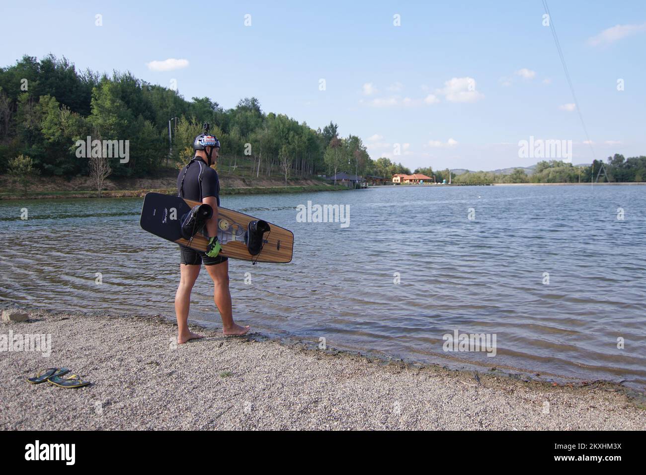 A man was seen entering the lake Manjaca with wakeboard at the Manjaca ...