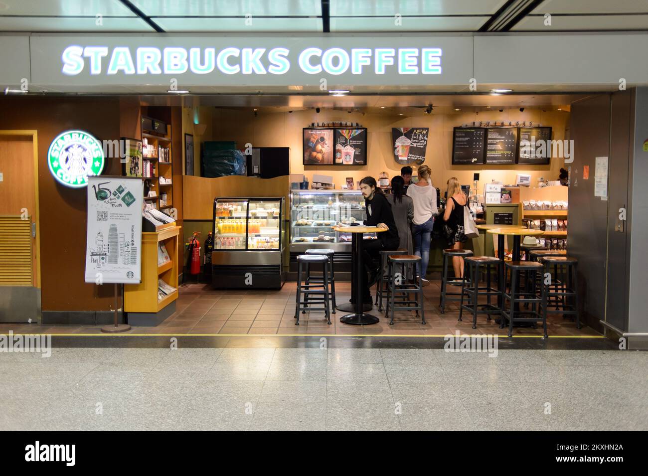 HONG KONG - MAY 05, 2015: Starbucks cafe interior. Starbucks is the ...
