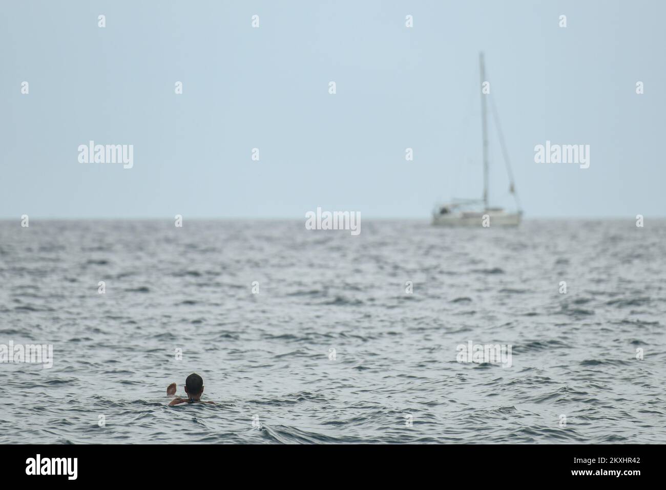 Man swim on first day of the autumn, in Zadar, Croatia, on September 22 ...