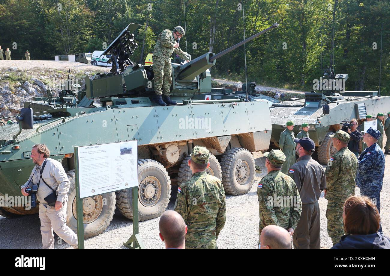 Presentation of BOV Patria CRO 30 L armored combat vehicle to audience ...