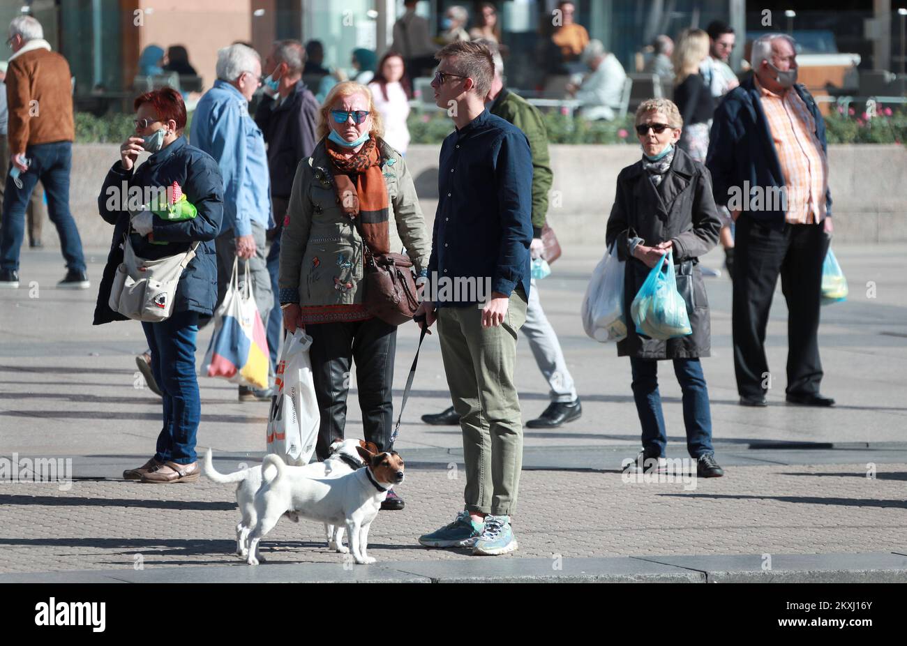 People at Ban Josip Jelacic Square in Zagreb, Croatia on October 6 ...