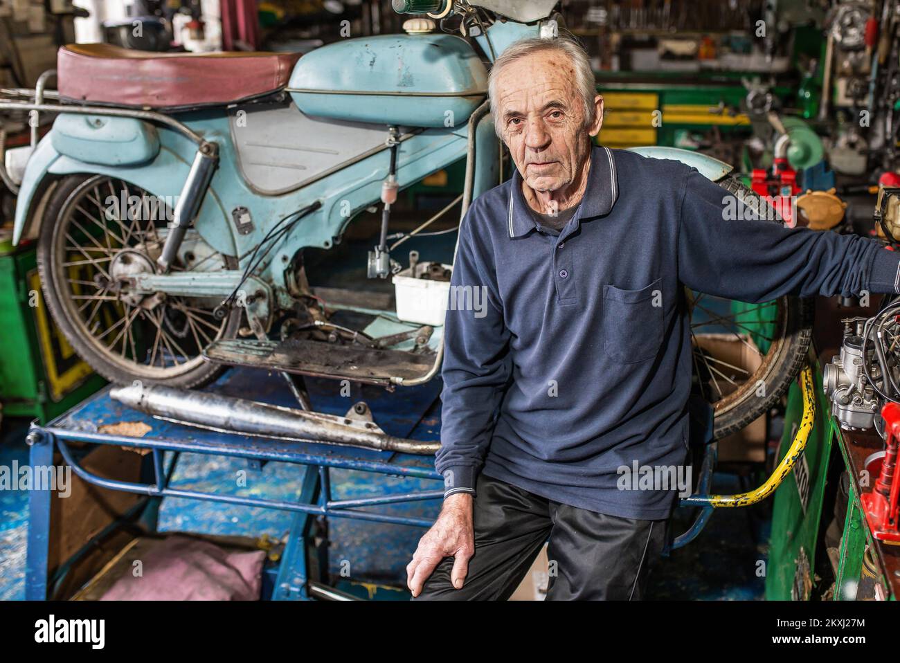 Collector Ervin Kovac in his garage,in Orahovica ,Croatia, Oct 1,2020 ...
