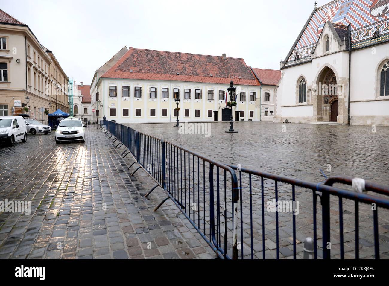 The police fenced off St Marks Square after yesterday's shooting, in ...