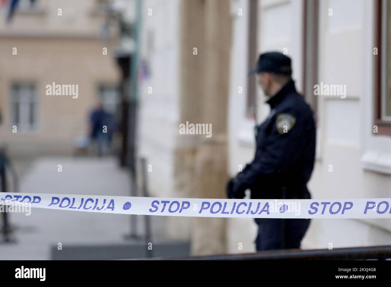 The police fenced off St Marks Square after yesterday's shooting, in ...