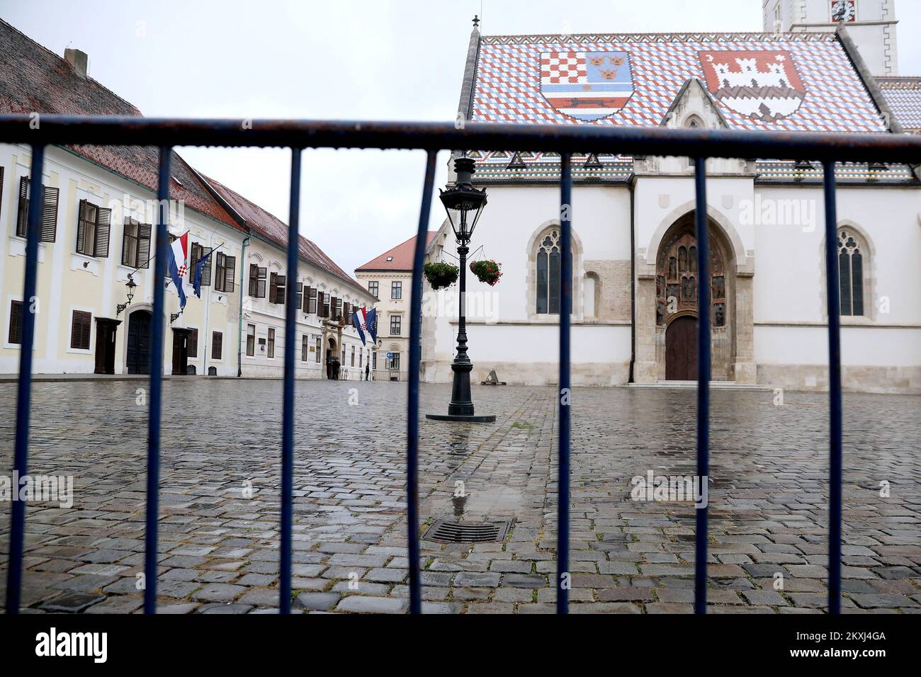 The police fenced off St Marks Square after yesterday's shooting, in ...
