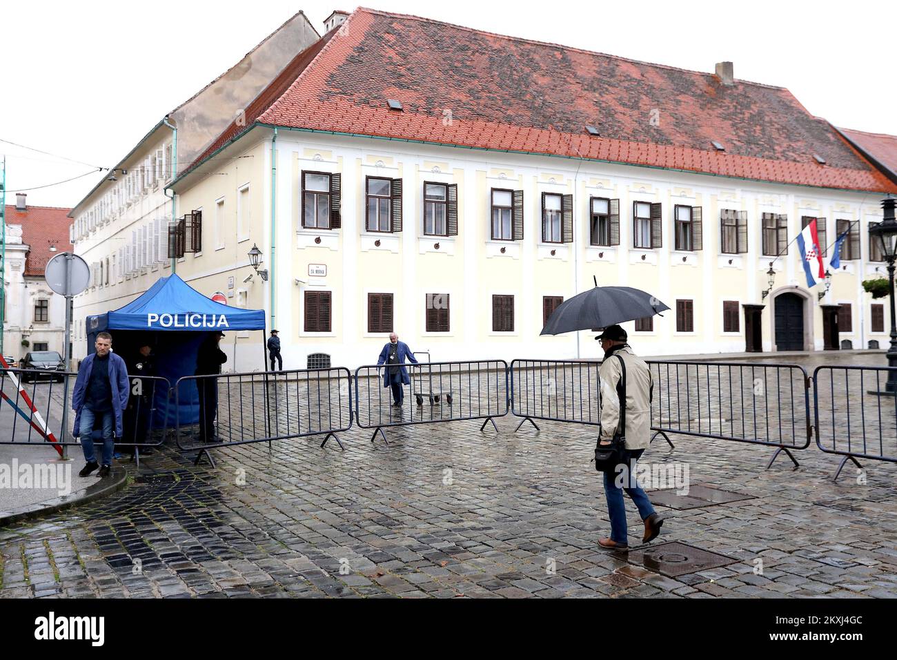 The police fenced off St Marks Square after yesterday's shooting, in ...