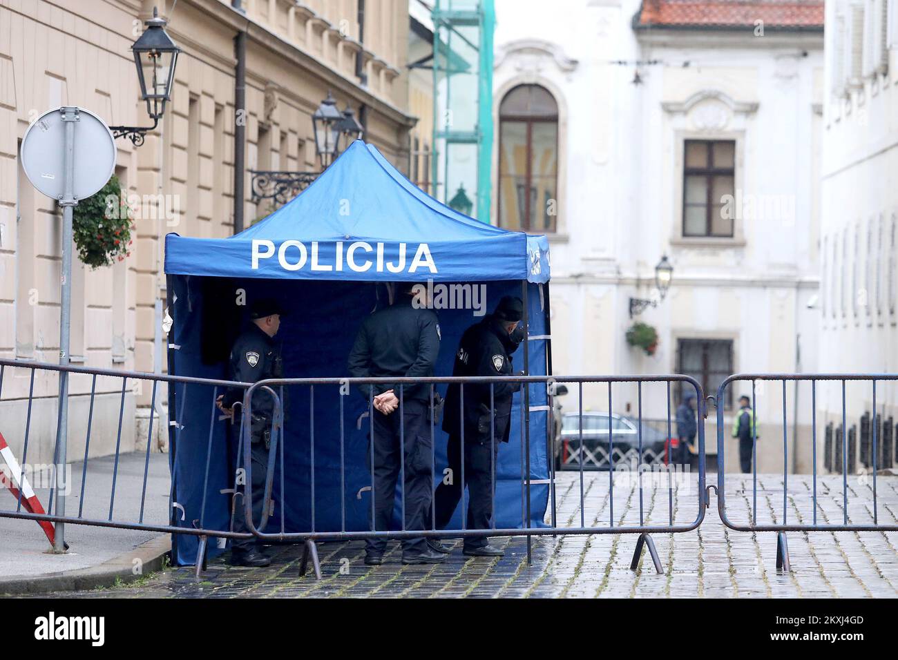 The police fenced off St Marks Square after yesterday's shooting, in ...