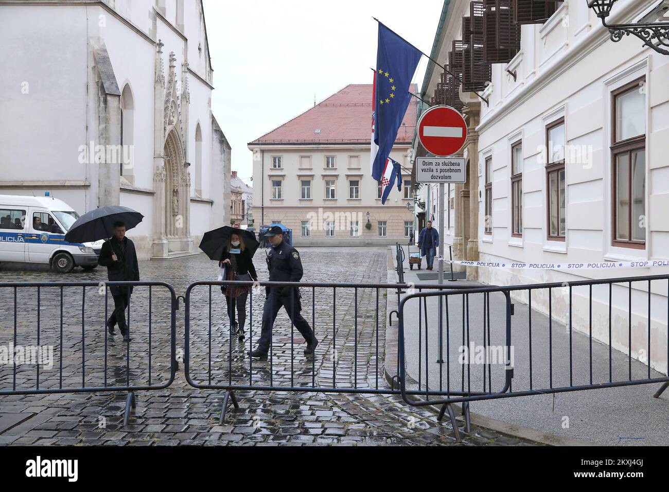 The police fenced off St Marks Square after yesterday's shooting, in ...