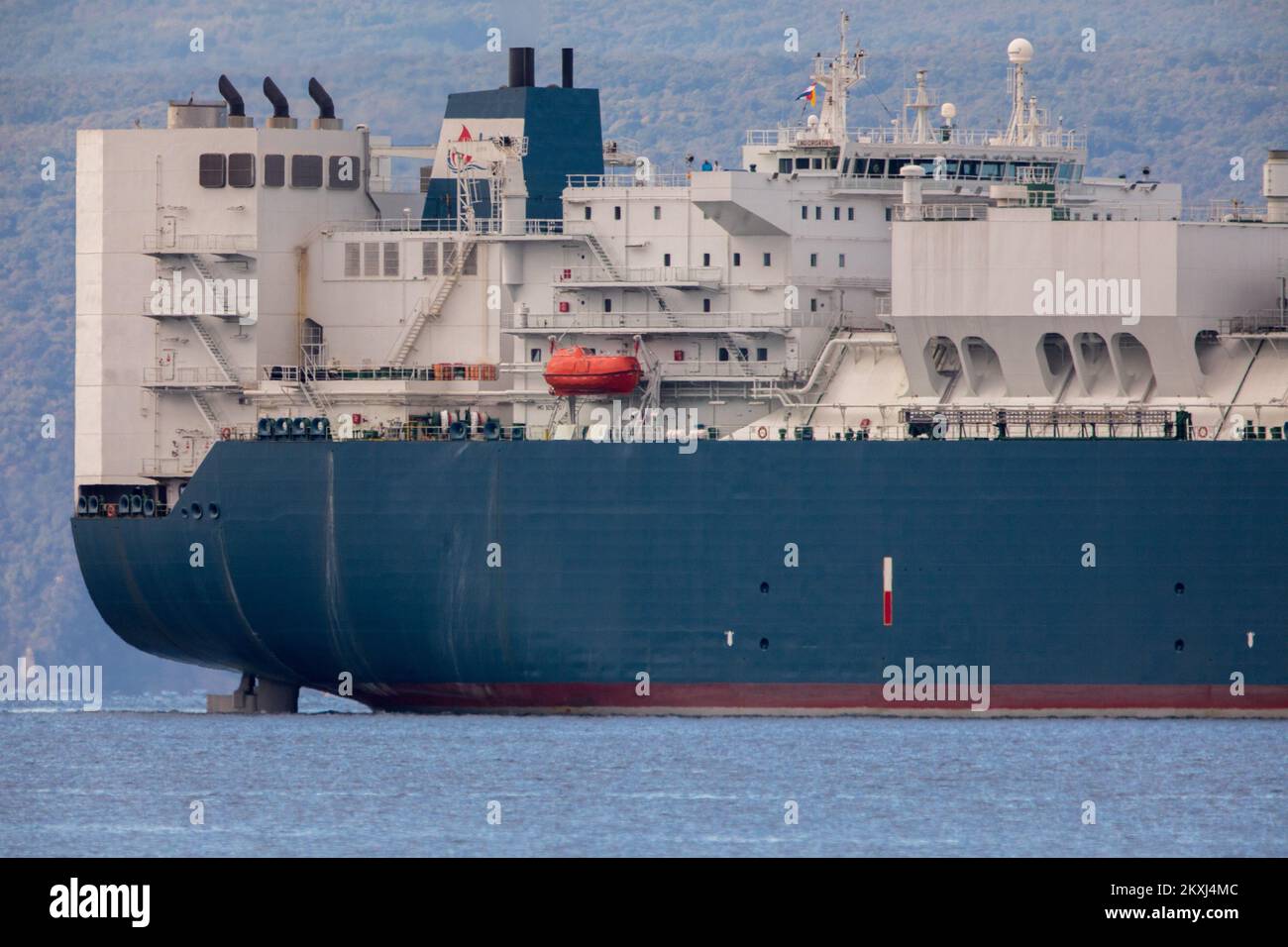 The LNG Croatia vessel which, as a Floating Storage Regasification Unit ...