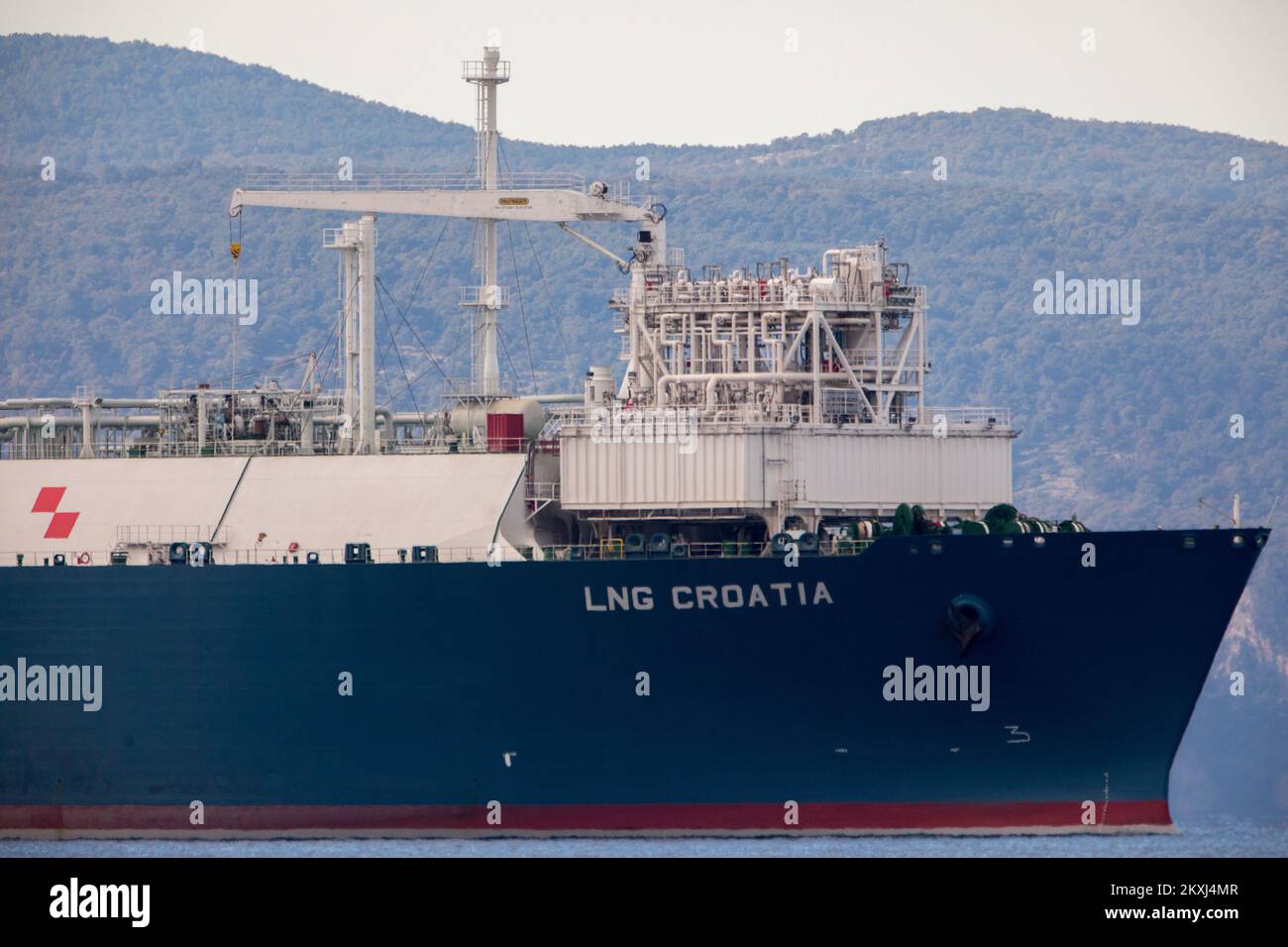 The LNG Croatia vessel which, as a Floating Storage Regasification Unit ...