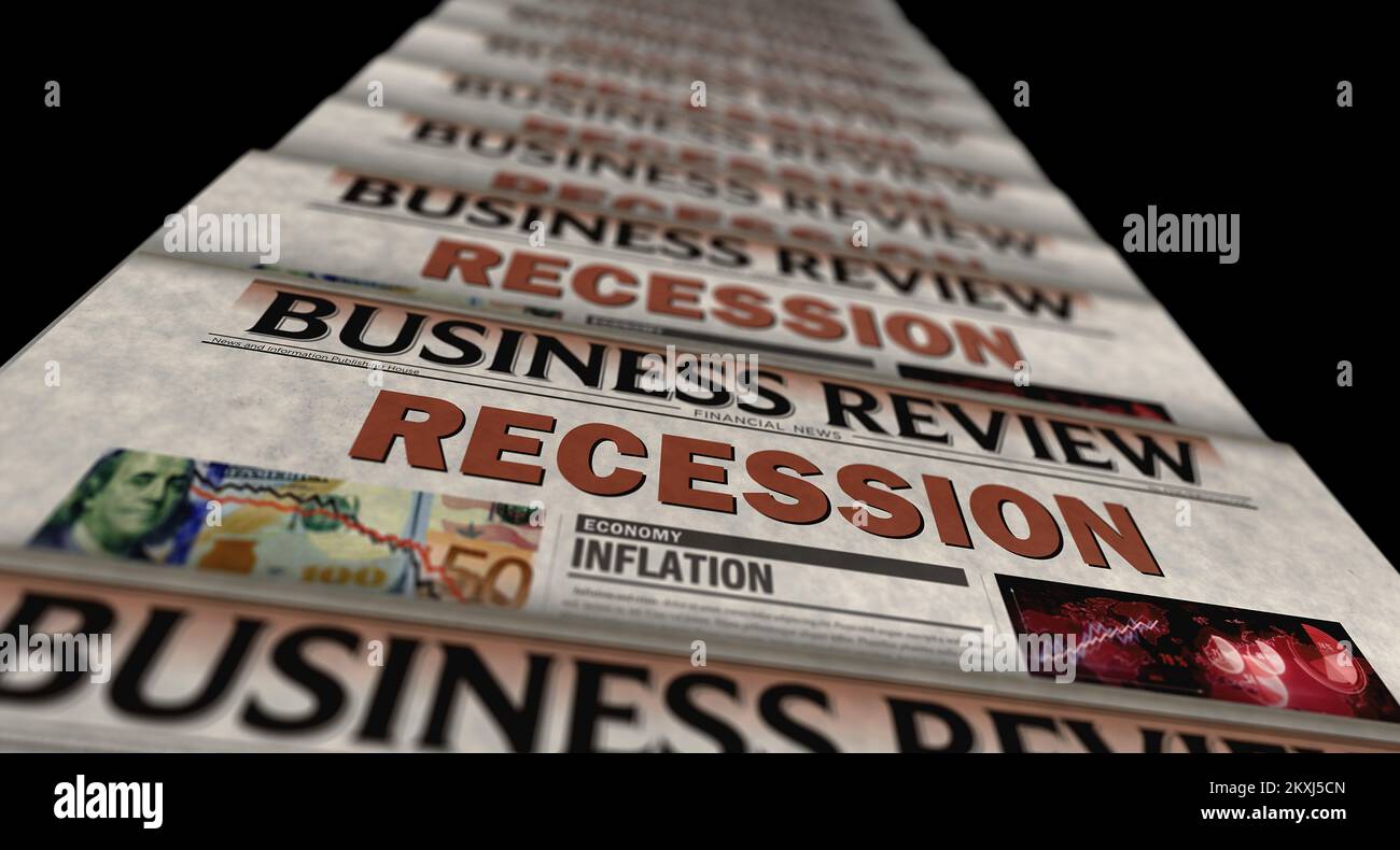Recession, economy crisis and business crash vintage news and newspaper ...
