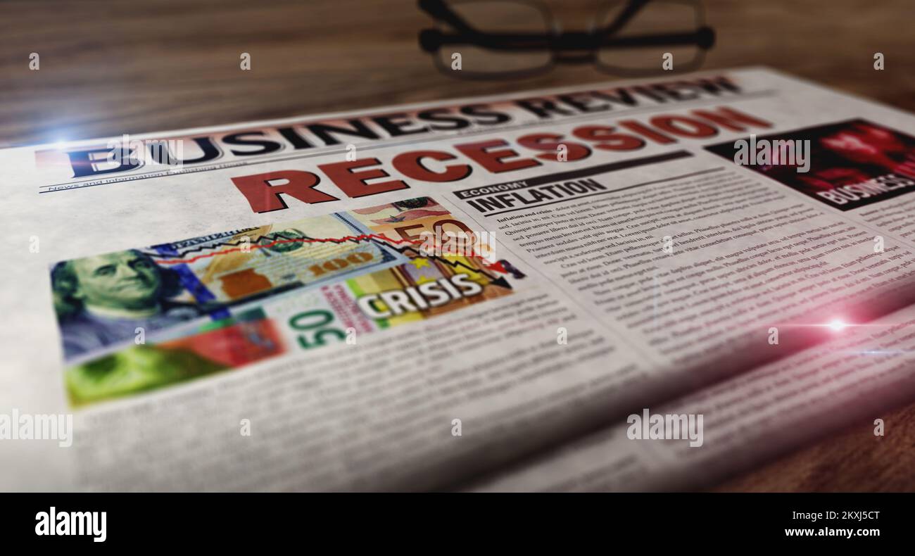 Recession, economy crisis and business crash vintage news and newspaper ...