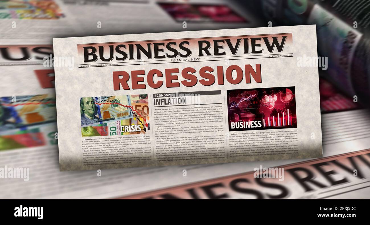 Recession, economy crisis and business crash vintage news and newspaper ...