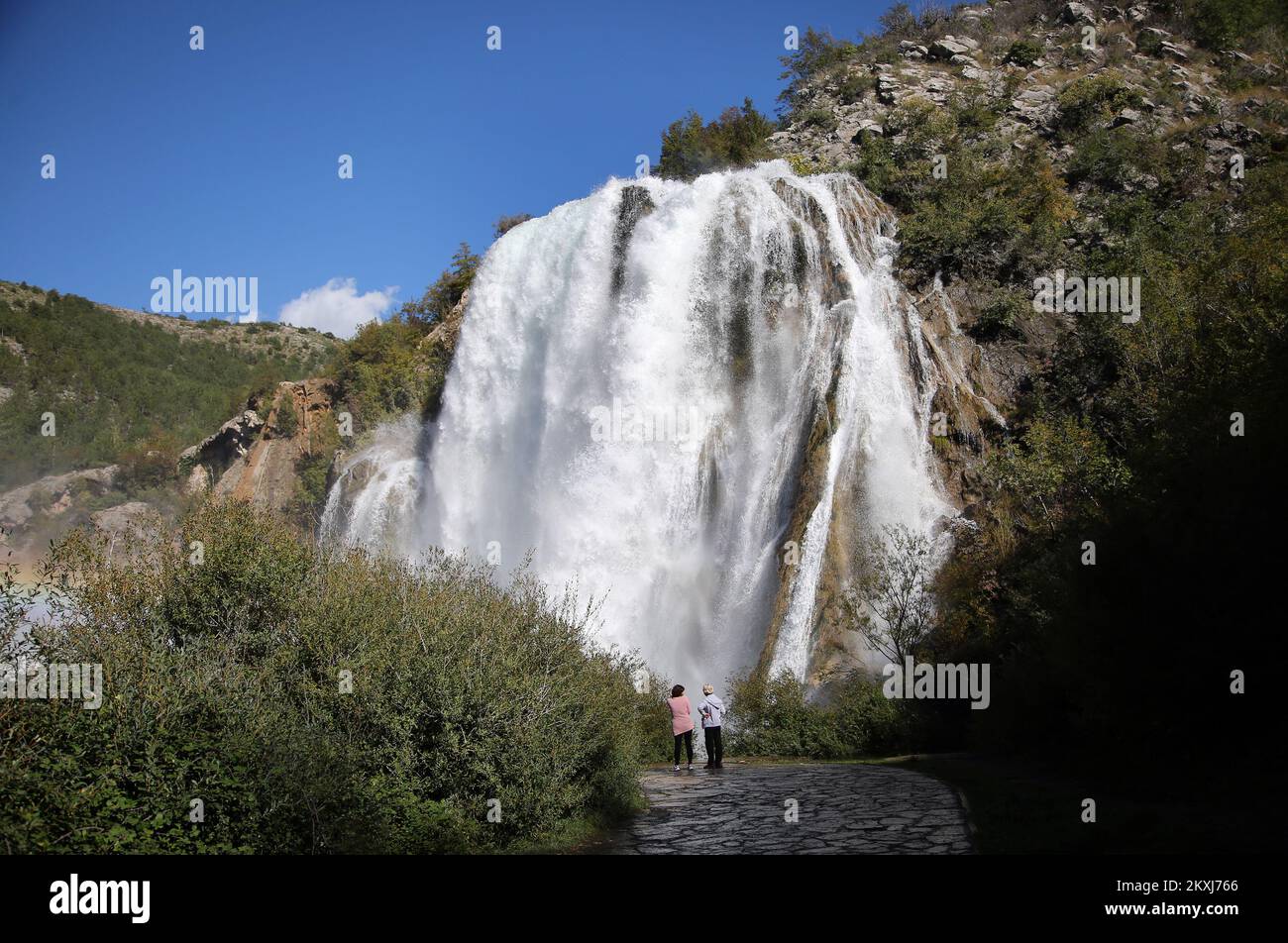 Picture shows Krcic Waterfall, in Knin, Croatia, on October 18,2020 ...