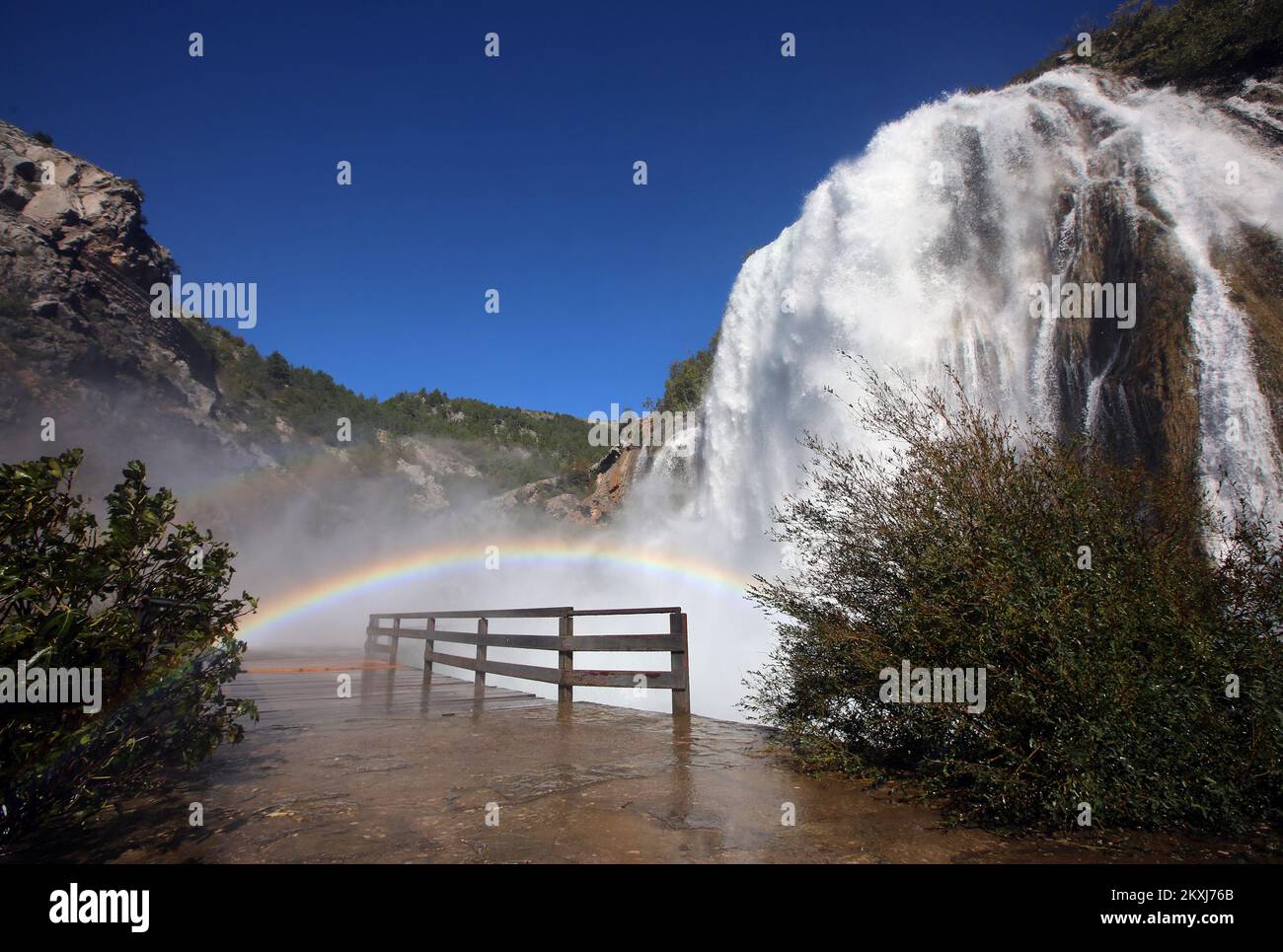 Rainbow above Krcic Waterfall, in Knin, Croatia, on October 18,2020 ...