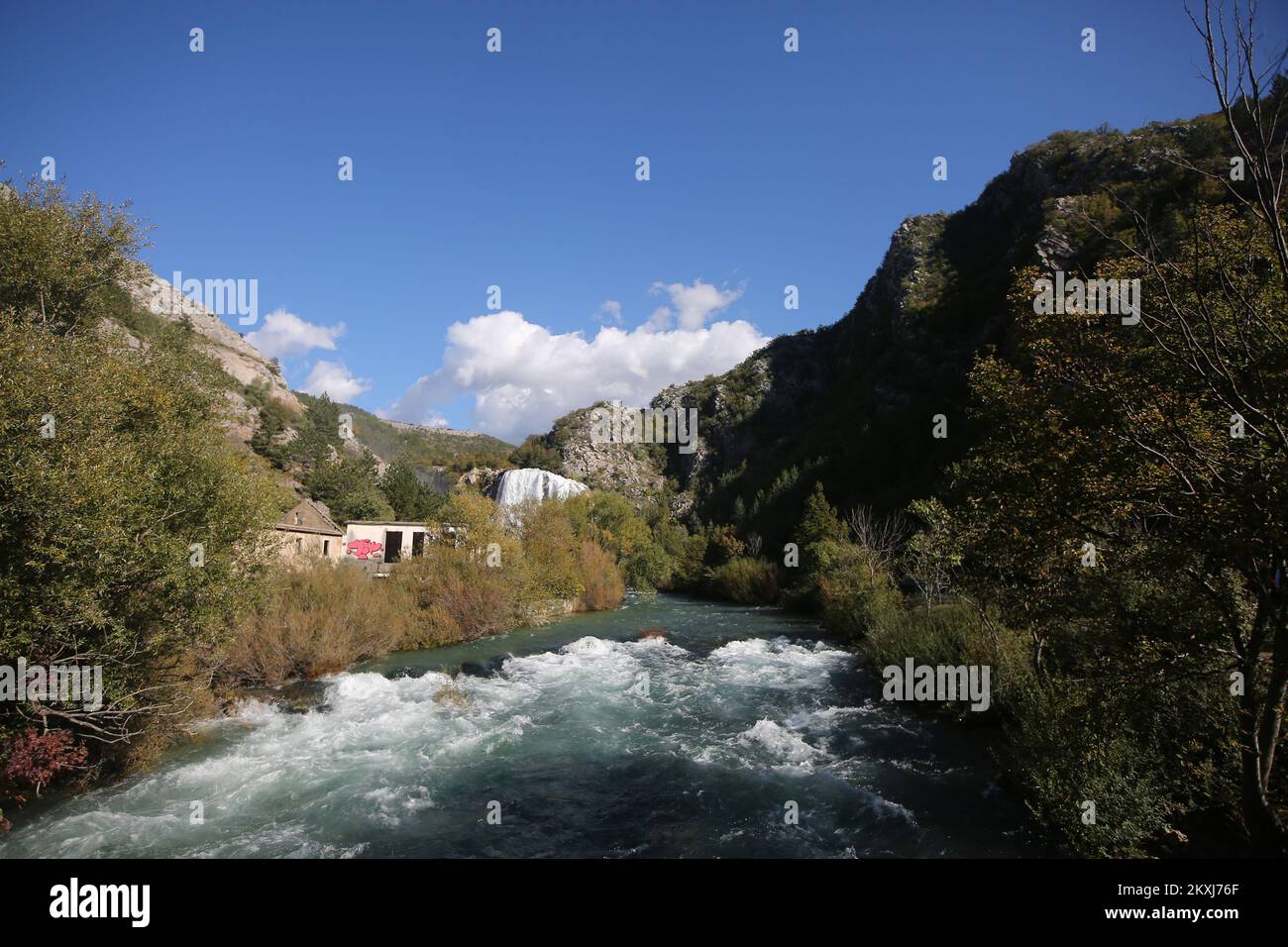 Picture shows Krcic Waterfall, in Knin, Croatia, on October 18,2020 ...
