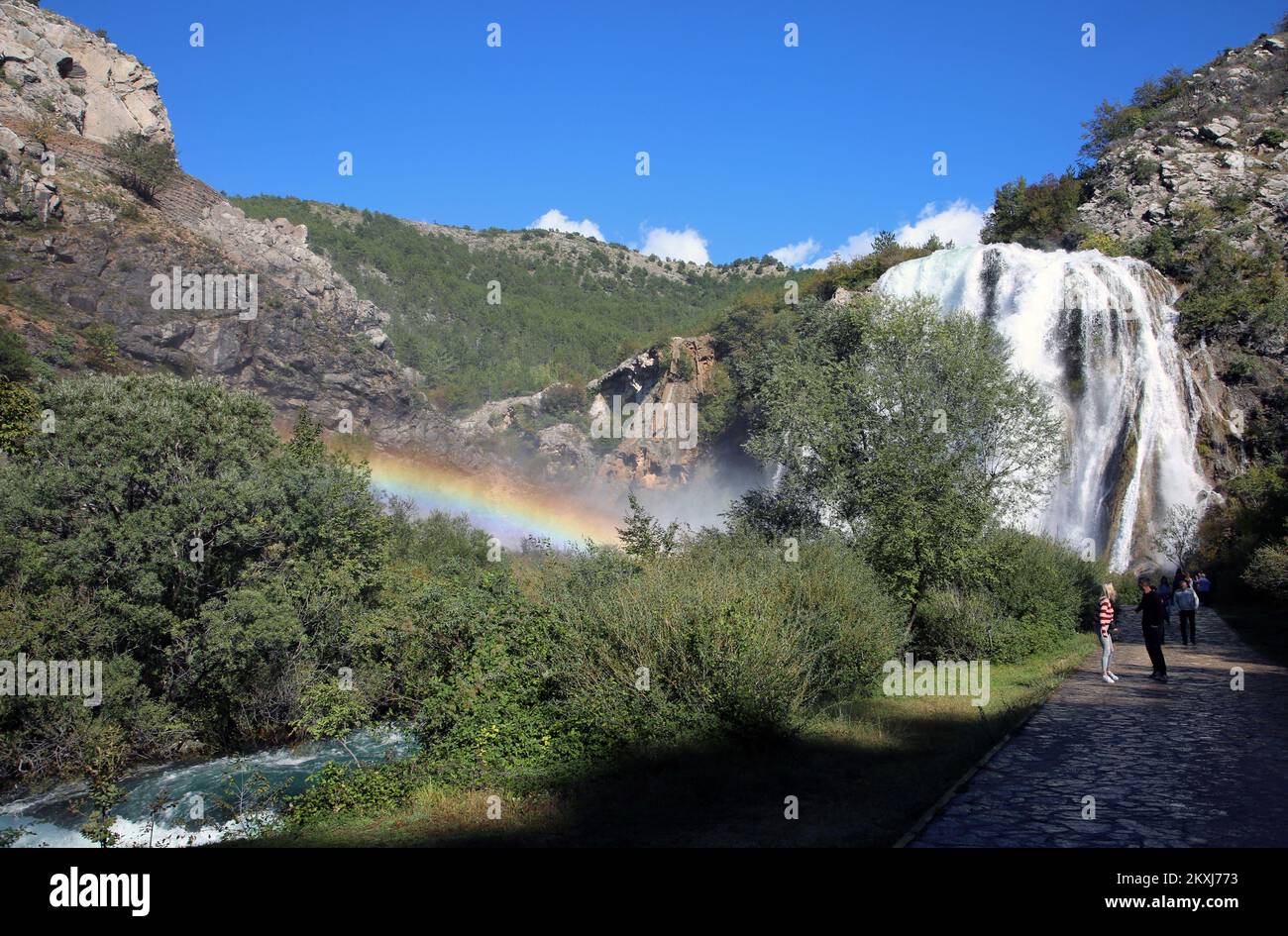 Rainbow above Krcic Waterfall, in Knin, Croatia, on October 18,2020 ...
