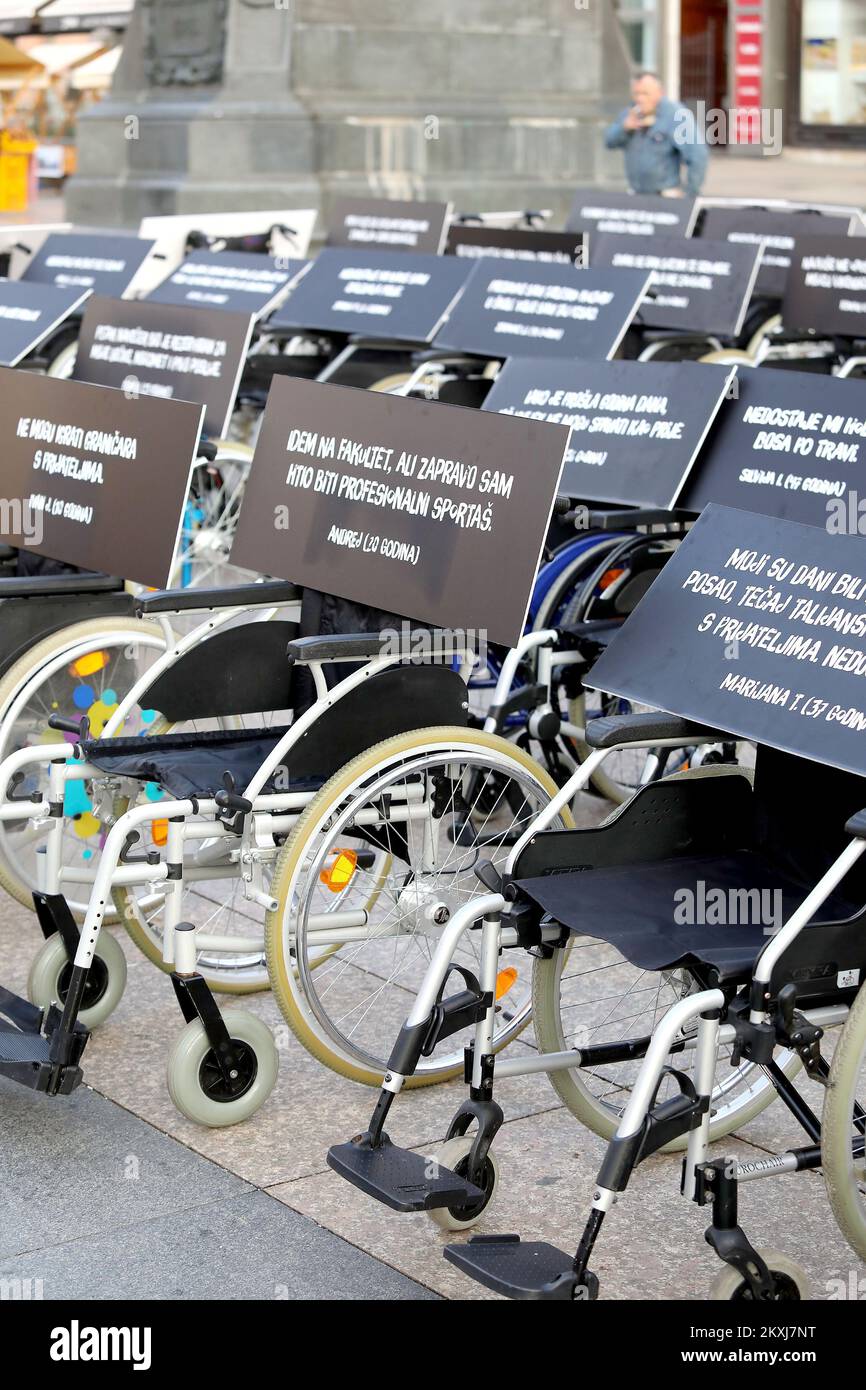 Photo taken on October 20, 2020. shows installation of 100 wheelchairs ...