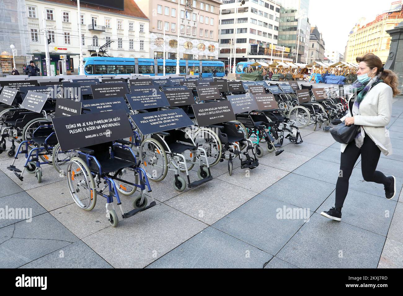 Photo taken on October 20, 2020. shows installation of 100 wheelchairs ...
