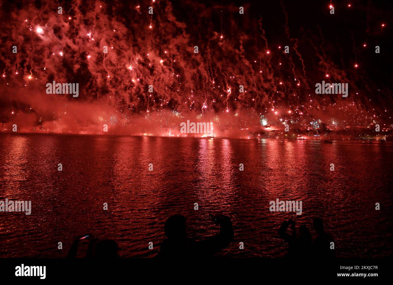 Picture shows fireworks and torches in Split, Croatia, on October 28 ...