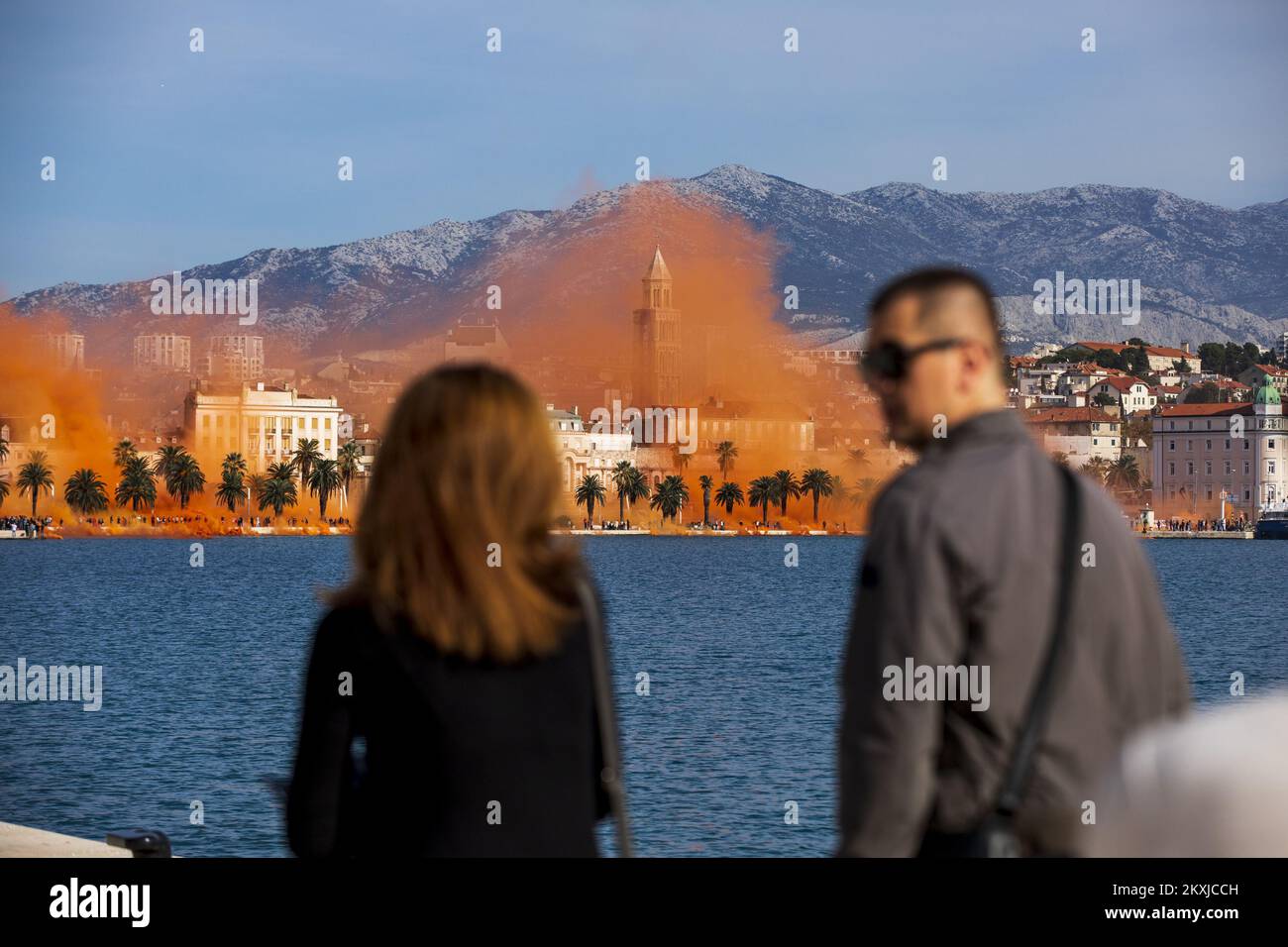Torcida, Hajduk Split supporters group lit torches on the Split ...