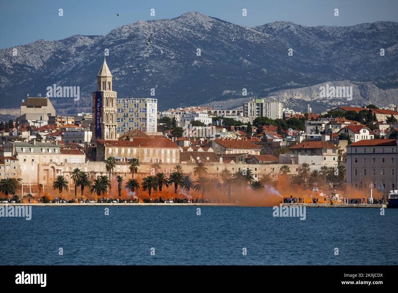 Torcida, Hajduk Split supporters group lit torches on the Split ...