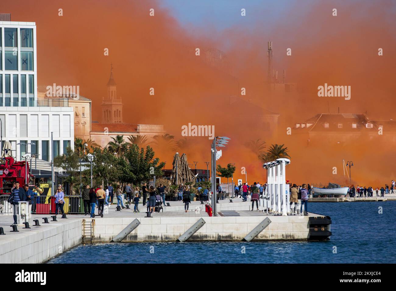 Torcida, Hajduk Split supporters group lit torches on the Split ...
