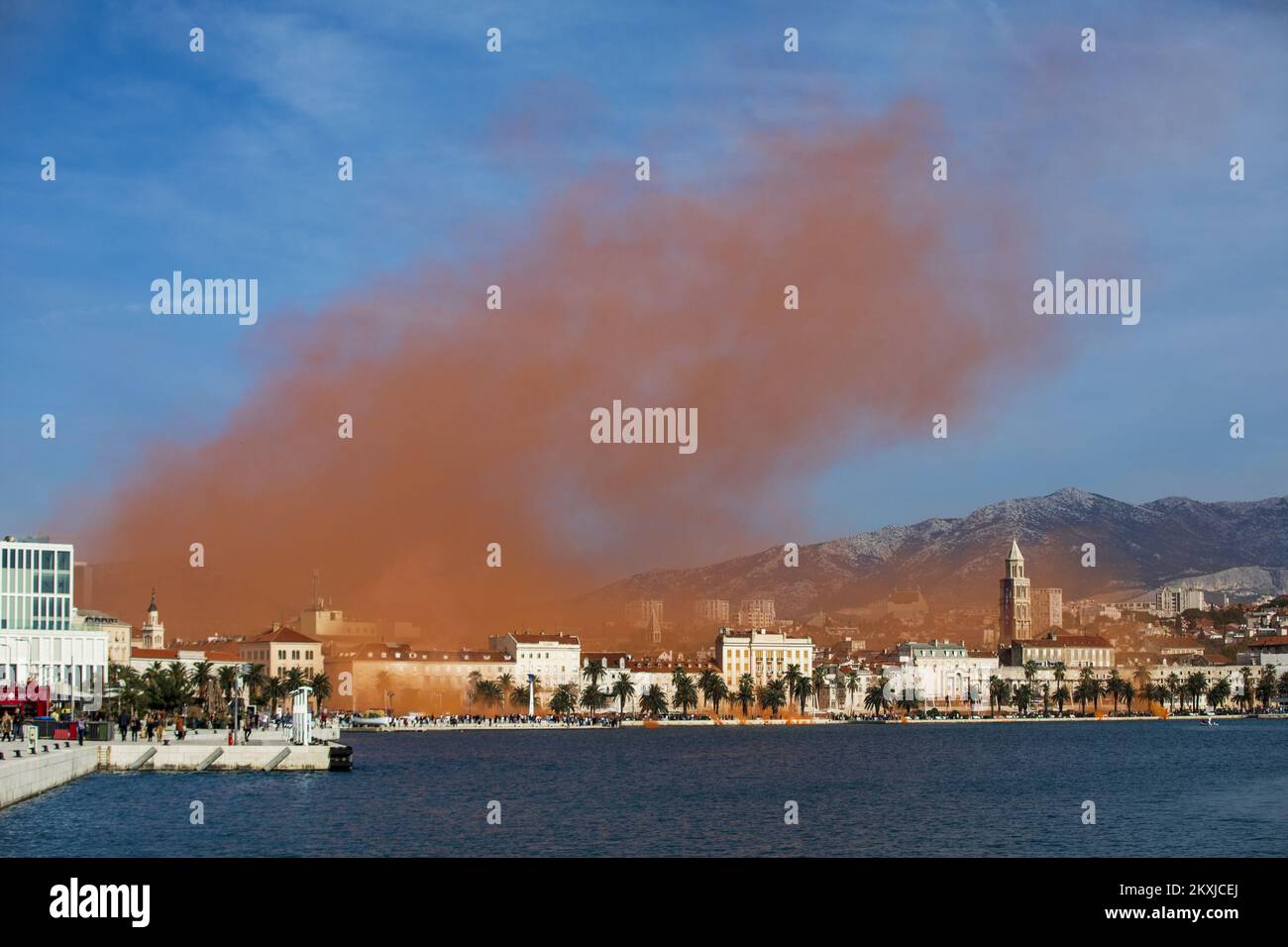 Torcida, Hajduk Split supporters group lit torches on the Split ...