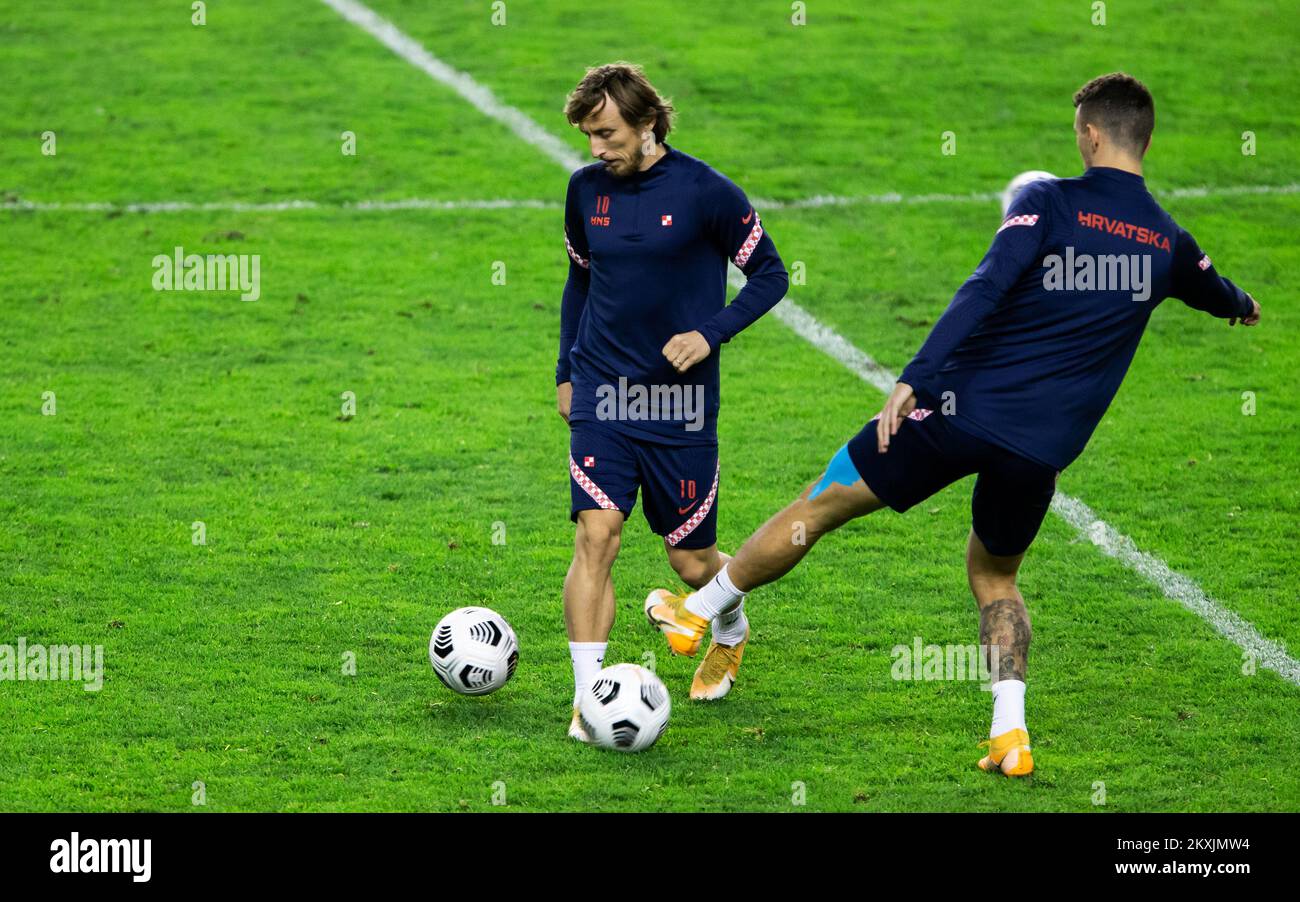 Luka Modric with Ivan Perisic at the training of Croatian national ...