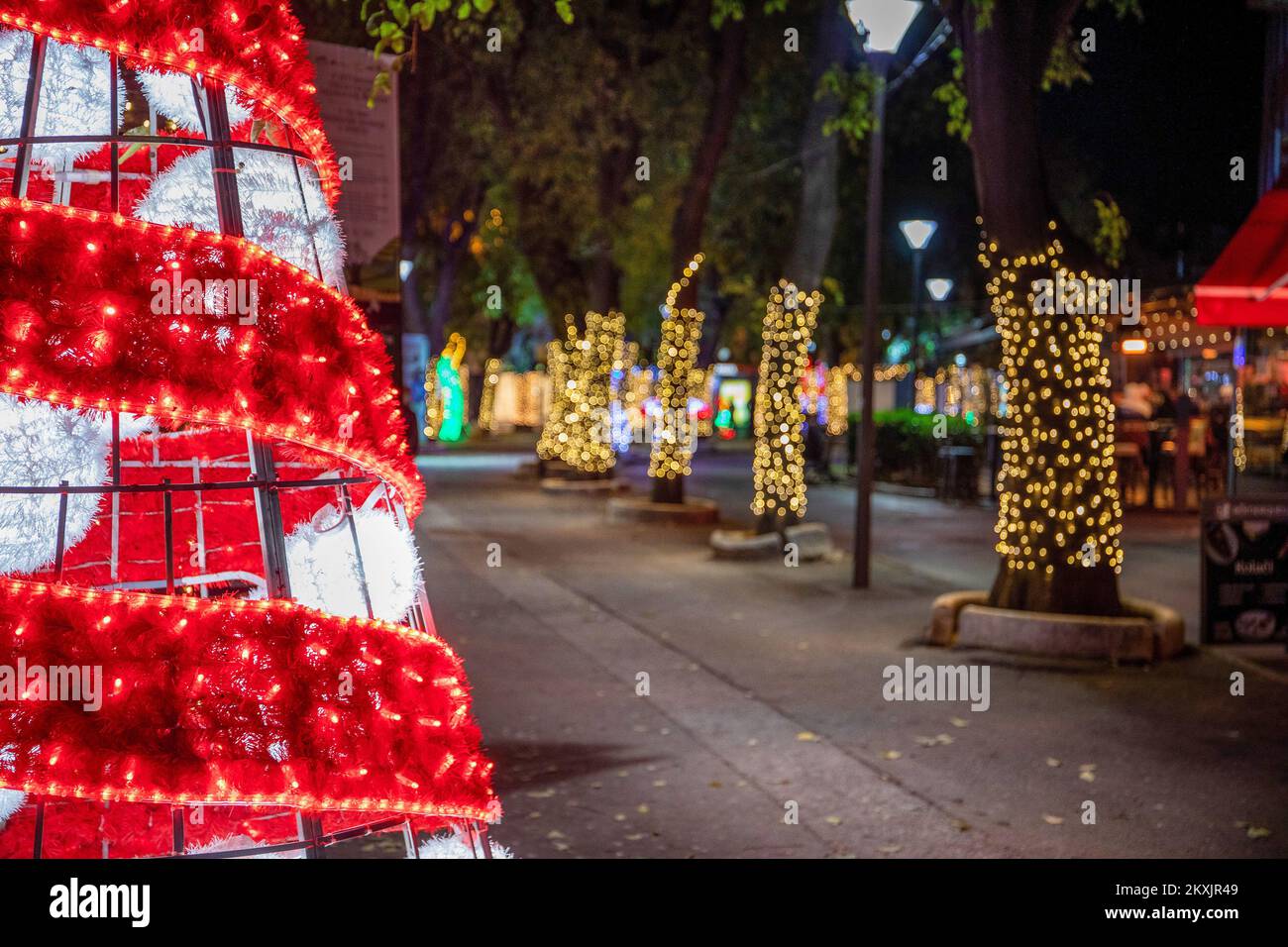 Christmas lights and decorations are seen at Giardini Square in ...