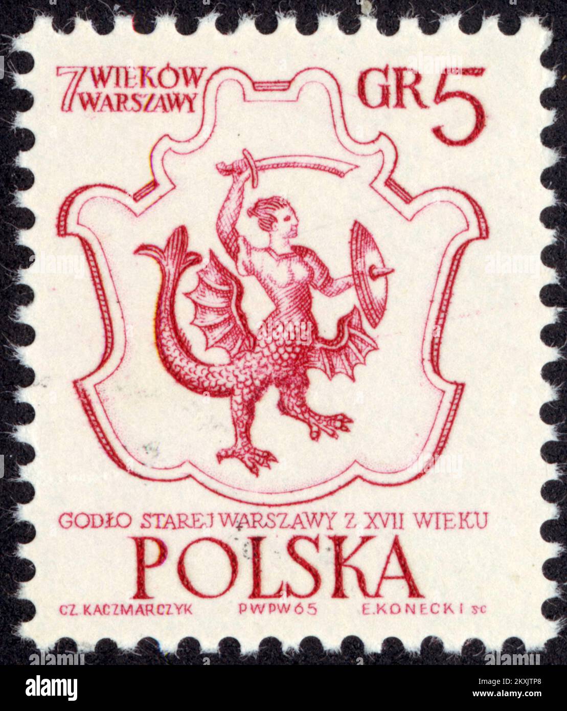 TIMBRE POLSKA. 7 WIEKÓW WARSZAWY. GODLO STAREJ WARSZAWY Z XVII WIEKU. GR 5. 1965 Stock Photo - Alamy