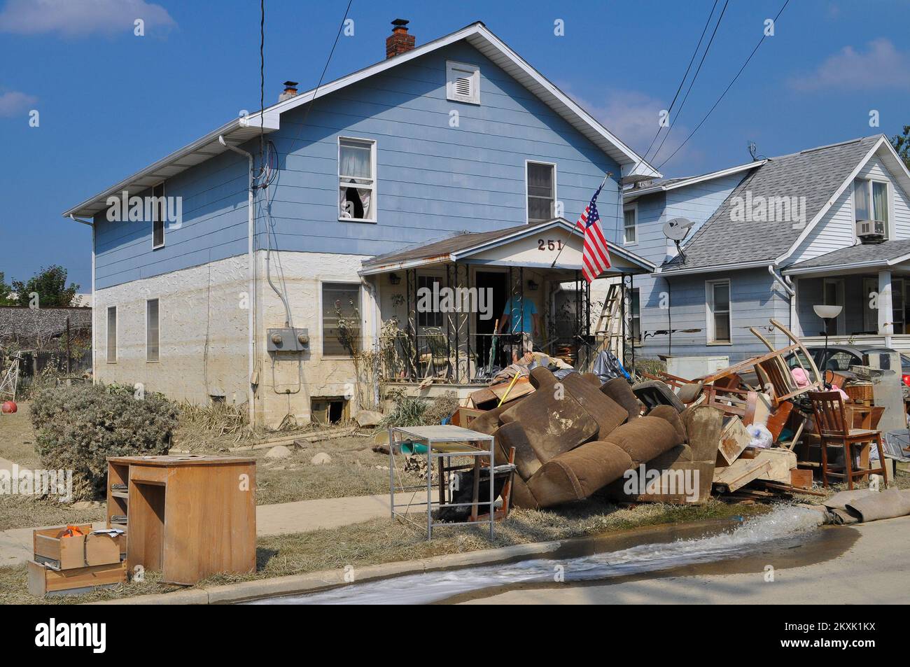 Water Level from the Flooding. New York Remnants of Tropical Storm Lee ...