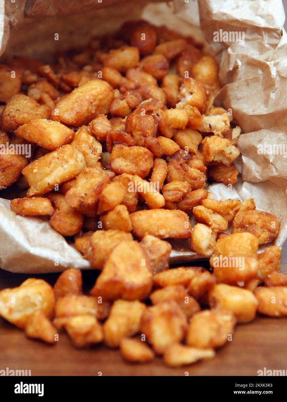 Cvarci ( pork crisps) are pictured in Karlovac, Croatia on December 17 ...